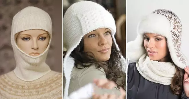 Skaista sieviešu balta cepure - Ushanka, kažokādas, liels spogulis, ar pompon, ausīm, bizītes, beztaras, ķivere, sports, bini 3970_17