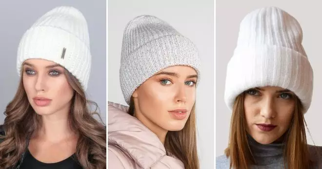 Skaista sieviešu balta cepure - Ushanka, kažokādas, liels spogulis, ar pompon, ausīm, bizītes, beztaras, ķivere, sports, bini 3970_25