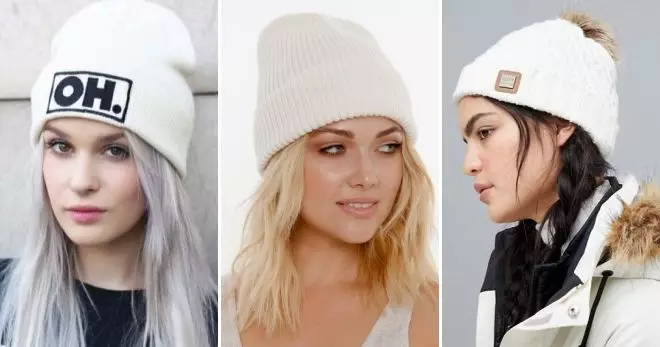 Topi putih wanita cantik - Ushanka, bulu, cermin besar, dengan pompon, telinga, kepang, massal, helm, olahraga, bini 3970_28