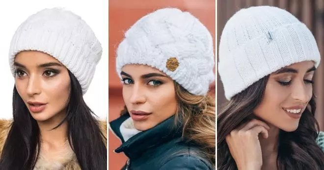 Skaista sieviešu balta cepure - Ushanka, kažokādas, liels spogulis, ar pompon, ausīm, bizītes, beztaras, ķivere, sports, bini 3970_3