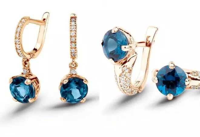 Anting-anting emas - kanthi berlian, pomegranate, Topaz lan watu Swarovski 4004_14