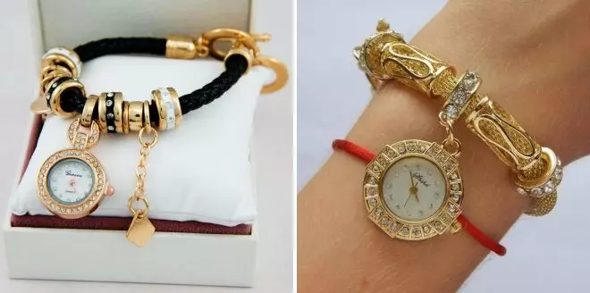 Dameshorloges Pandora - Golden, met een armband, een roterende wijzerplaat, op een magnetische riem, zilver, zwart, roze 4040_13