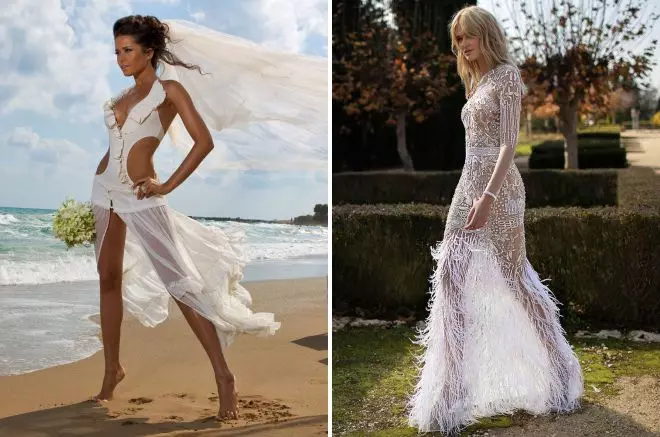 Beautiful beach wedding dresses - lung, summer, in the floor, short, long, original, lush, open, air, tunic, shoes 4050_12