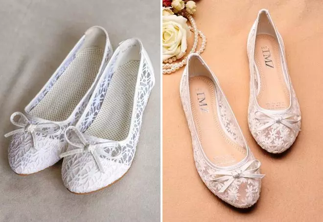 Sepatu balet pernikahan modis dan tidak biasa untuk pengantin wanita - putih dan emas, renda dan rhinestones 4063_3