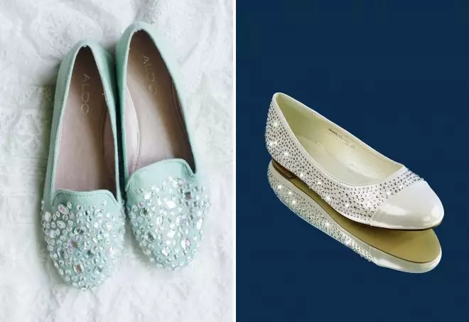 Sepatu balet pernikahan modis dan tidak biasa untuk pengantin wanita - putih dan emas, renda dan rhinestones 4063_7