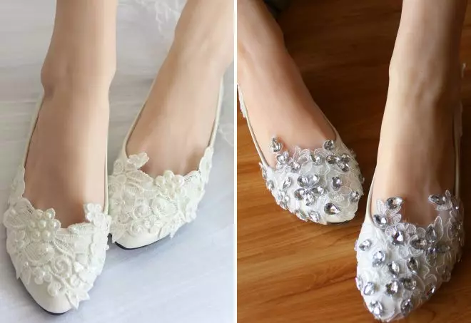 Mga sapatos sa kasal na may mga rhinestones