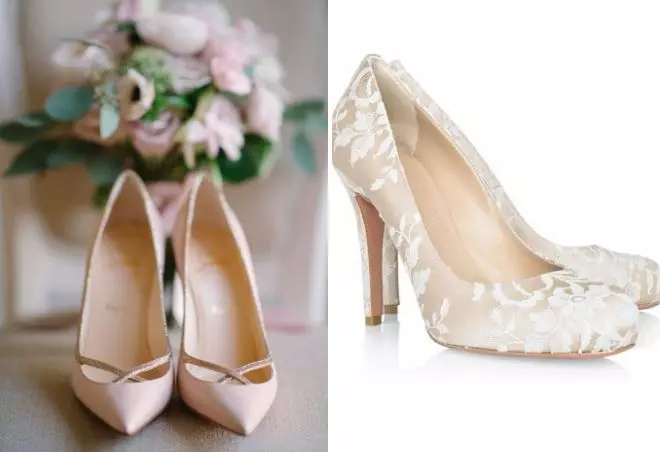 Scarpe da sposa beige.