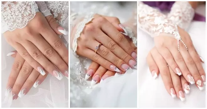 Kab tshoob manicure rau tus nkauj nyab - rau luv, ntev, square, ntse thiab almond ntsia hlau