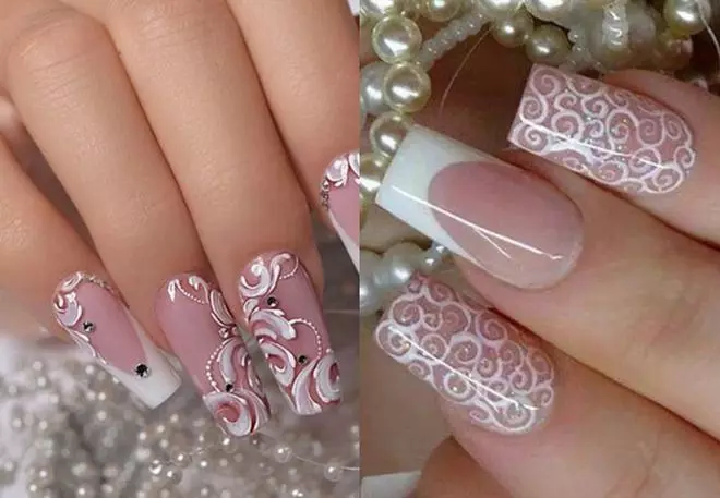 Kab tshoob manicure rau tus nkauj nyab - rau luv, ntev, square, ntse thiab almond ntsia hlau 4091_13