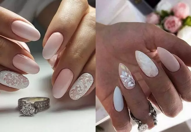 Kab tshoob manicure rau tus nkauj nyab - rau luv, ntev, square, ntse thiab almond ntsia hlau 4091_2