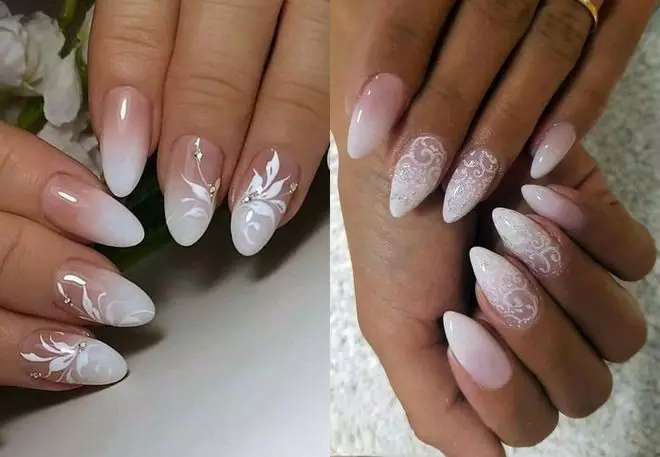 Kab tshoob manicure rau tus nkauj nyab - rau luv, ntev, square, ntse thiab almond ntsia hlau 4091_23