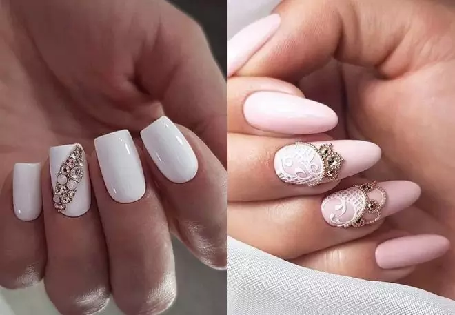 Kab tshoob manicure rau tus nkauj nyab - rau luv, ntev, square, ntse thiab almond ntsia hlau 4091_35