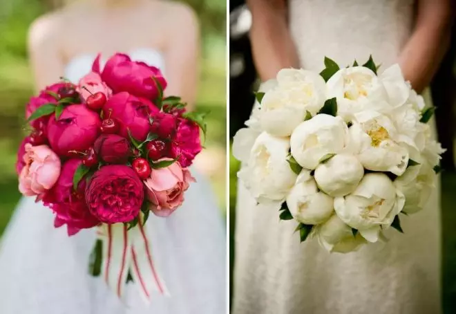 Булзински свадбен букет - од peonies, лалиња, рози, маргаритки, орхидеи, фокиран, сатенски панделки, бонбони 4097_4