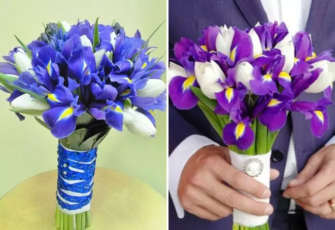 ლამაზი ელეგანტური ქორწილი ბუკეტი tulips და irises, ვარდები, peonies, freesia 4099_15