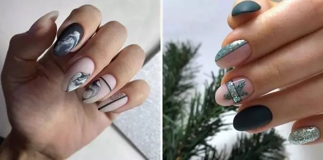 Design de unhas de inverno - por forma quadrada e amêndoa, com um padrão e uma manicure monótono 4123_11