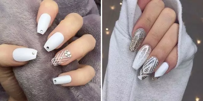 Design de unhas de inverno - por forma quadrada e amêndoa, com um padrão e uma manicure monótono 4123_15