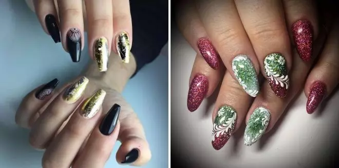 Design de unhas de inverno - por forma quadrada e amêndoa, com um padrão e uma manicure monótono 4123_16