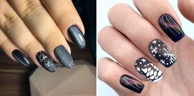 Design de unhas de inverno - por forma quadrada e amêndoa, com um padrão e uma manicure monótono 4123_20