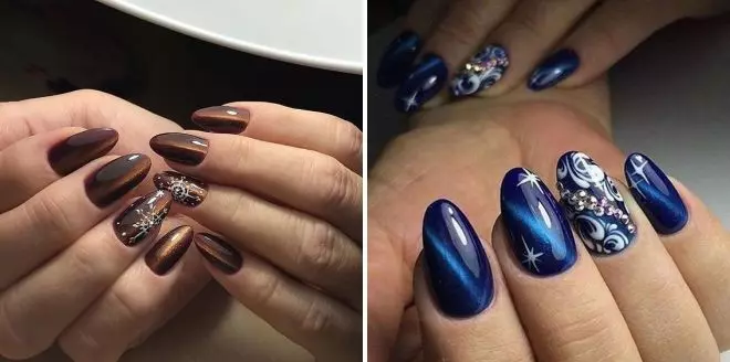 Design de unhas de inverno - por forma quadrada e amêndoa, com um padrão e uma manicure monótono 4123_21