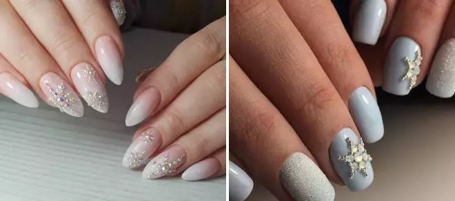 Design de unhas de inverno - por forma quadrada e amêndoa, com um padrão e uma manicure monótono 4123_22