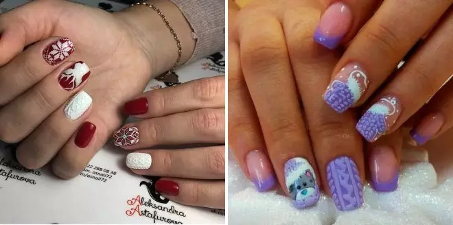 Design de unhas de inverno - por forma quadrada e amêndoa, com um padrão e uma manicure monótono 4123_24