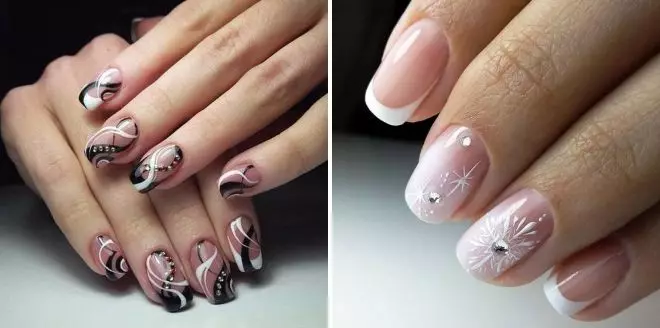 Design de unhas de inverno - por forma quadrada e amêndoa, com um padrão e uma manicure monótono 4123_26