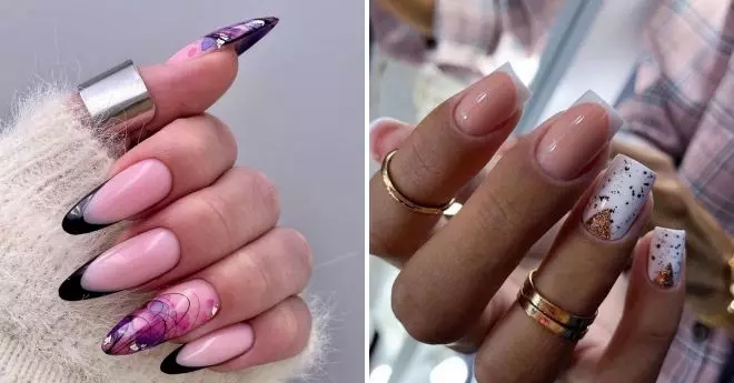 Design de unhas de inverno - por forma quadrada e amêndoa, com um padrão e uma manicure monótono 4123_27