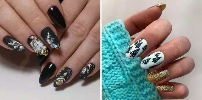 Design de unhas de inverno - por forma quadrada e amêndoa, com um padrão e uma manicure monótono 4123_28