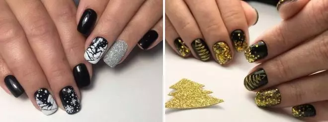 Design de unhas de inverno - por forma quadrada e amêndoa, com um padrão e uma manicure monótono 4123_29