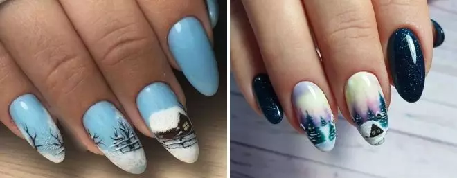 Design de unhas de inverno - por forma quadrada e amêndoa, com um padrão e uma manicure monótono 4123_31