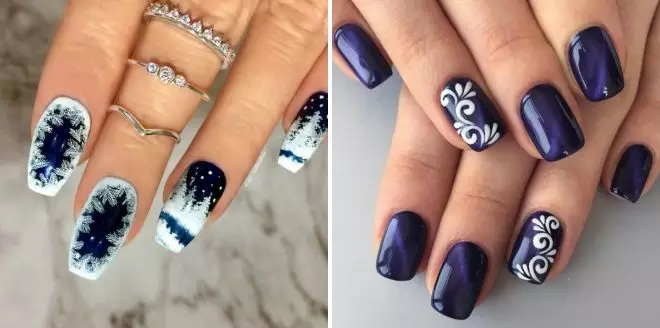 Design de unhas de inverno - por forma quadrada e amêndoa, com um padrão e uma manicure monótono 4123_32