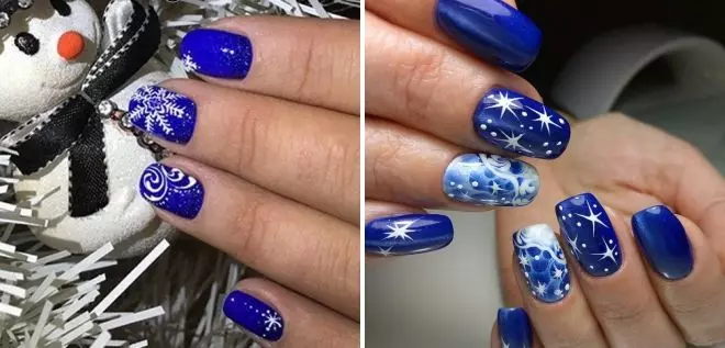 Design de unhas de inverno - por forma quadrada e amêndoa, com um padrão e uma manicure monótono 4123_33