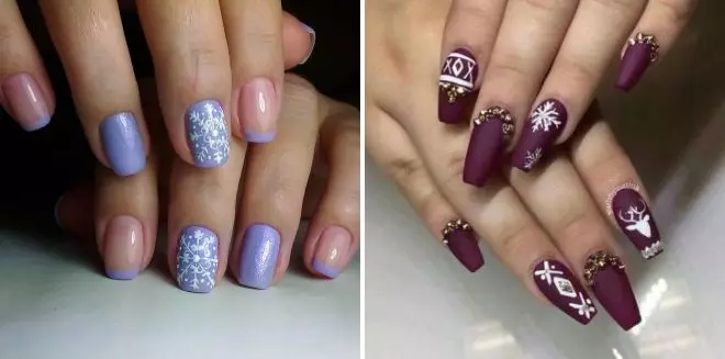 Design de unhas de inverno - por forma quadrada e amêndoa, com um padrão e uma manicure monótono 4123_37