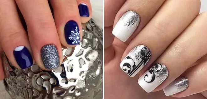 Design de unhas de inverno - por forma quadrada e amêndoa, com um padrão e uma manicure monótono 4123_4