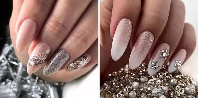 Design de unhas de inverno - por forma quadrada e amêndoa, com um padrão e uma manicure monótono 4123_7