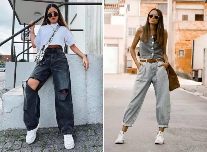 O que usar jeans largos - imagens com o topo, blusa, crucial, donas e saltos 4136_34