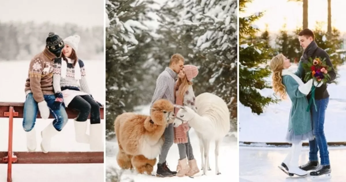 Winter fotosessioon tänaval ja stuudios, pere koos koera ja hobuse