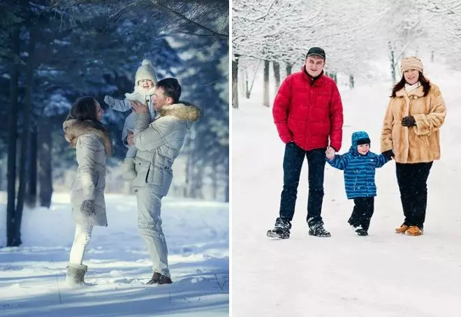 Sesioni i fotove të familjes së dimrit - Viti i Ri, temat, në park, shikimi familjar, në dëborë, në sweaters, pizhame, gjatë natës, me një fëmijë 4185_11