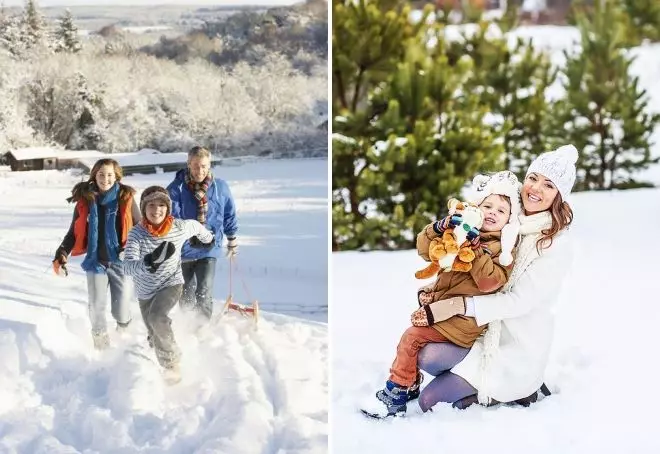 Winter Family Photo session - Bagong Taon, tema, sa parke, hitsura ng pamilya, sa snow, sa sweaters, pajama, sa gabi, na may isang bata 4185_14