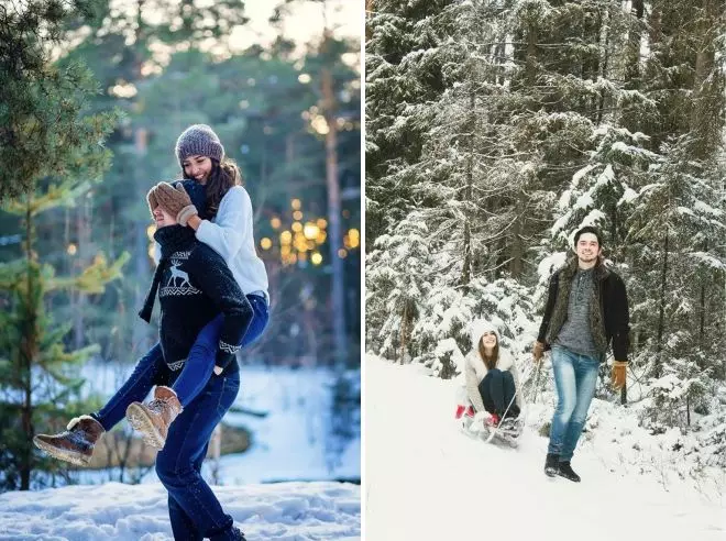 Winter fotosessie in het bos - familie, voor twee, met een kind, bruiloft, winter sprookje, sneeuwkoningin, in jurk, met een bot, bloemen 4186_14