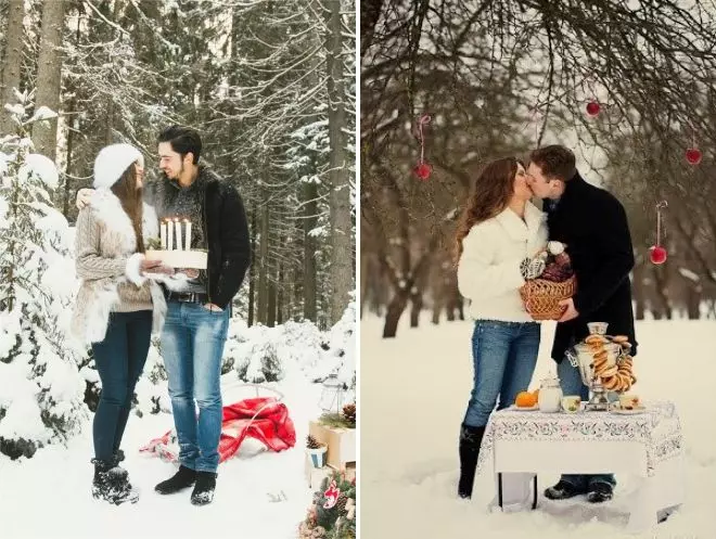 Winter fotosessie in het bos - familie, voor twee, met een kind, bruiloft, winter sprookje, sneeuwkoningin, in jurk, met een bot, bloemen 4186_6