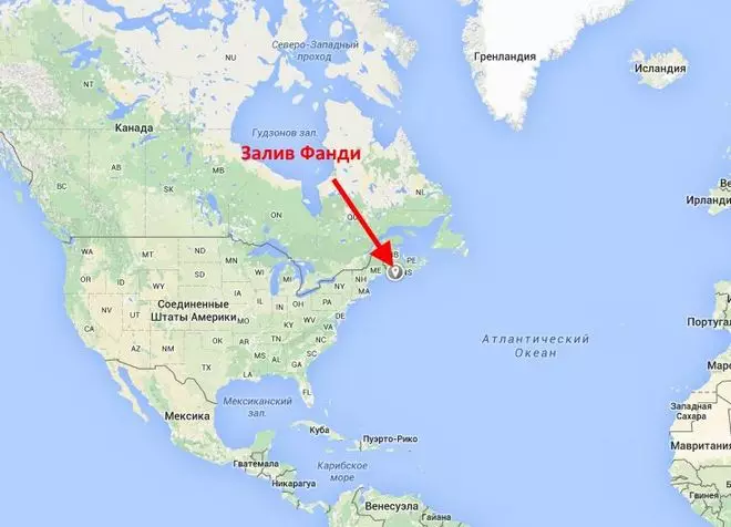 弗兰迪湾在北美地图上