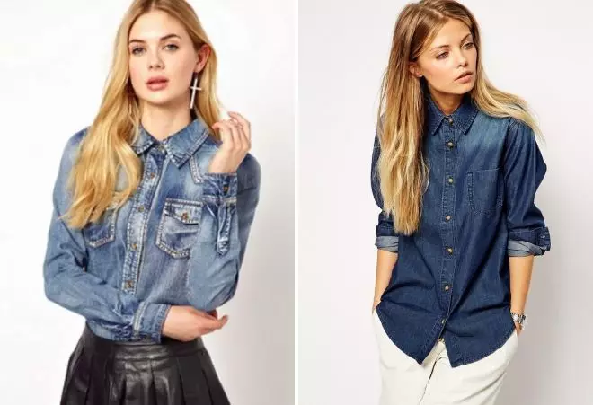 Fashoni Yevakadzi Denim Shirts - Long, Lights uye Pasina mapopadzo uye kunze, nejasi, zvipfupi, jeans, pamusoro pemapfekero 49226_2