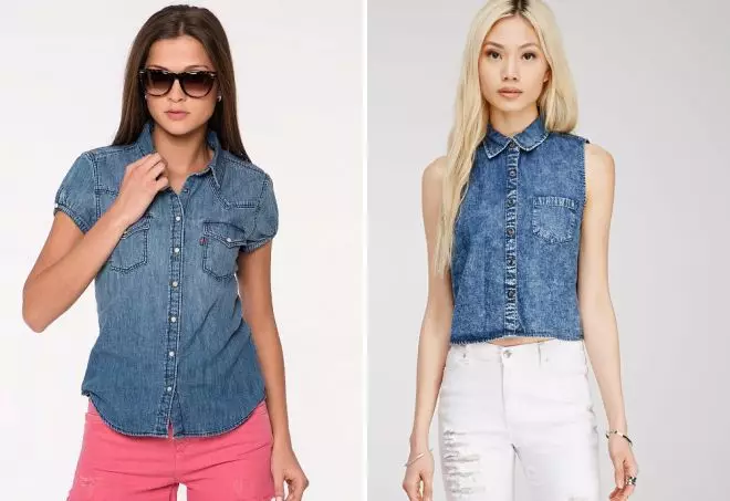 Fashoni Yevakadzi Denim Shirts - Long, Lights uye Pasina mapopadzo uye kunze, nejasi, zvipfupi, jeans, pamusoro pemapfekero 49226_3