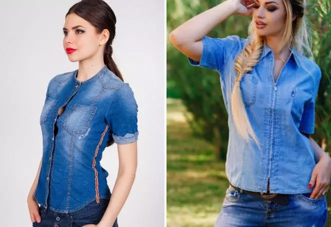 Camisas de mezclilla para mujer de moda - mangas largas, cortas y sin, con falda, pantalones cortos, pantalones vaqueros, sobre vestidos 49226_4