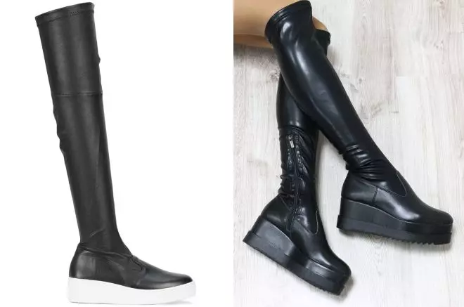 Leather Boots - Sa takong, flat sole, wedge, platform, medyas, bukas na ilong, lacing, kung ano ang magsuot? 49470_6