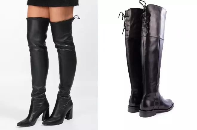 Botas de couro - no calcanhar, sola plana, cunha, plataforma, meias, nariz aberto, lacing, o que vestir? 49470_7