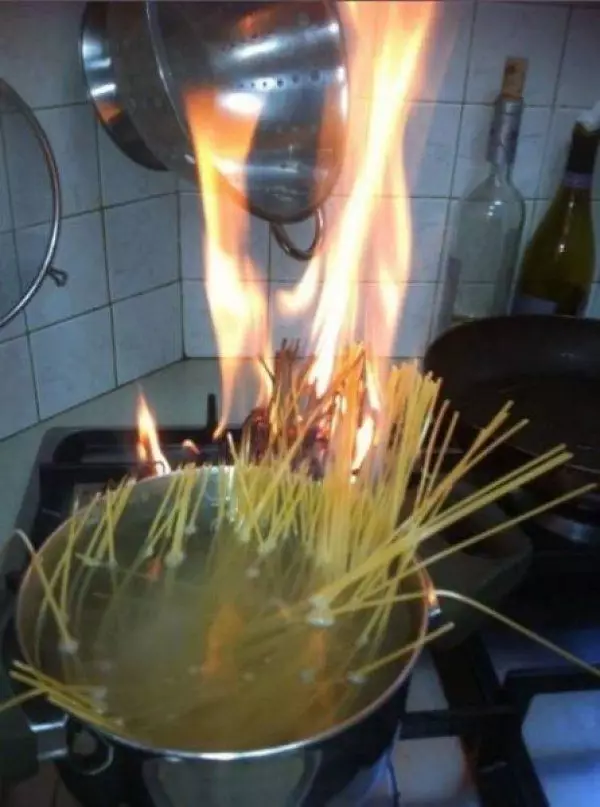 Spaghetti and fire