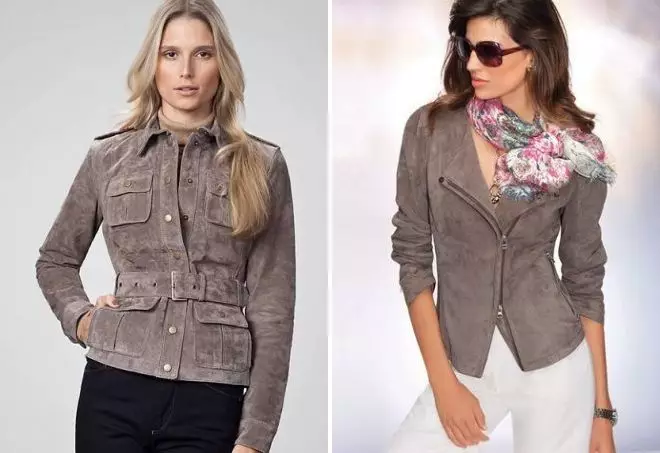 Mujer Chaqueta de gamuza - marrón, beige, rosa, del motorista, con capucha 50354_14