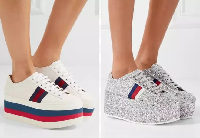 Modische Turnschuhe - für Frauen, Mädchen, Weiß, Schwarz, hoch, ohne Schnürung, für Sommer, Plattform, dicke Sohle, Adidas, Nike, Gucci, Vans 51048_18